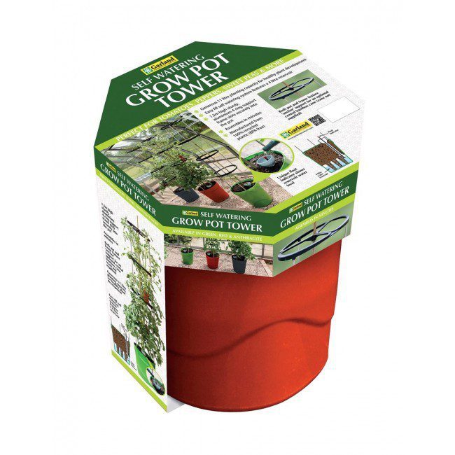 Self Watering Grow Pot Tower Red - Raglan Garden Centre